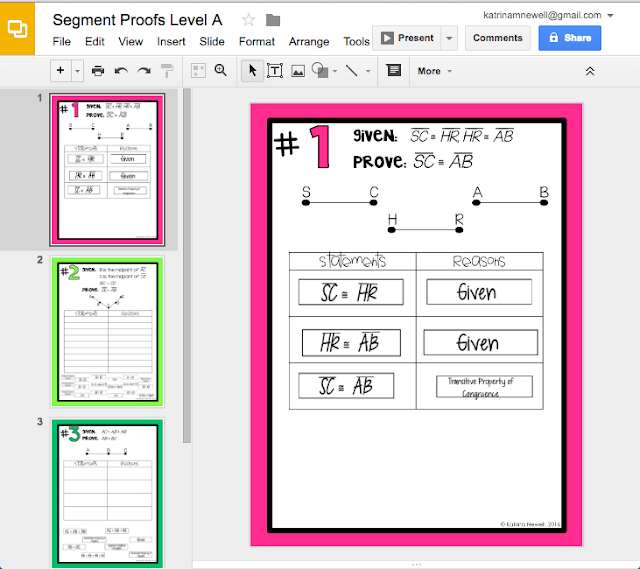 Google/INB Activity for Segment Proofs | Mrs. Newell's Math