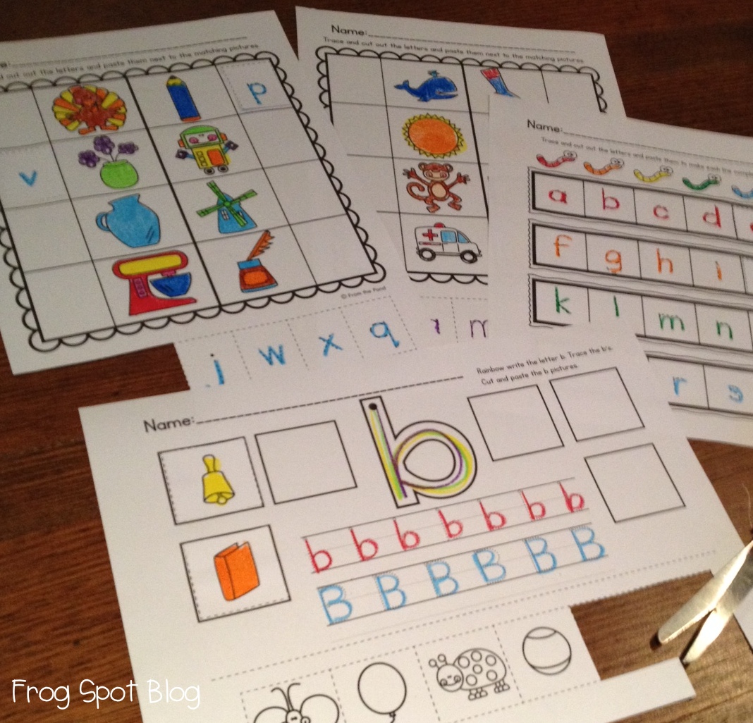 Alphabet Cut and Paste Worksheets | From the Pond