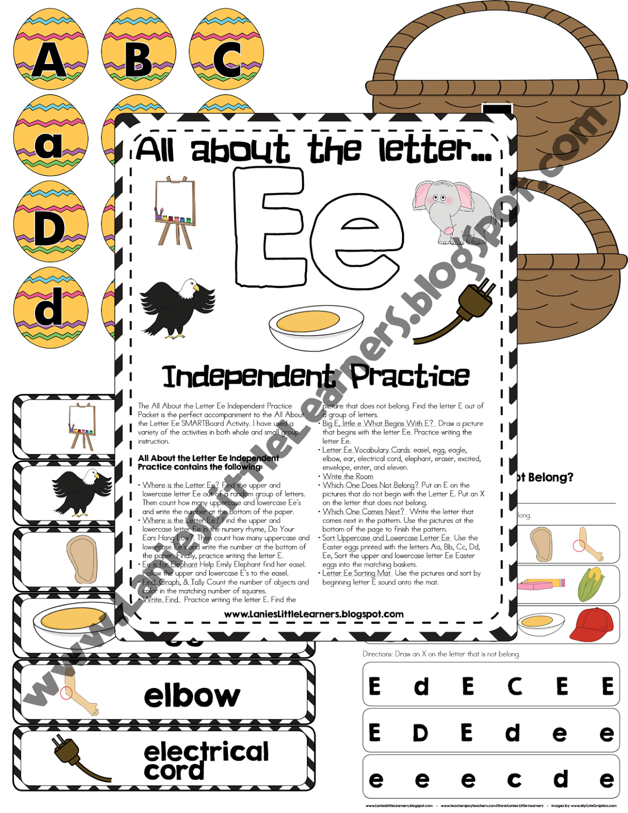Lanie's Little Learners: All About the Letter E Independent Practice ...