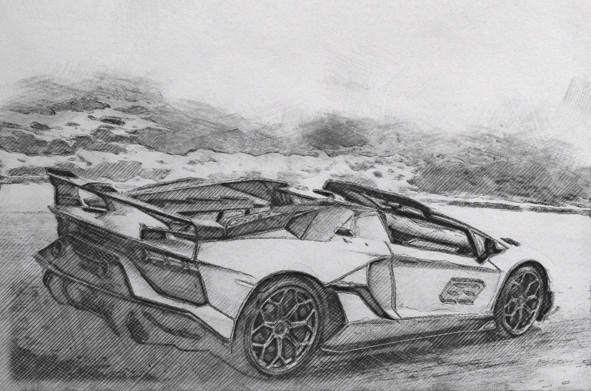 2020 Lamborghini Aventador SVJ 63 Roadster Sketch - Car Drawing Blog