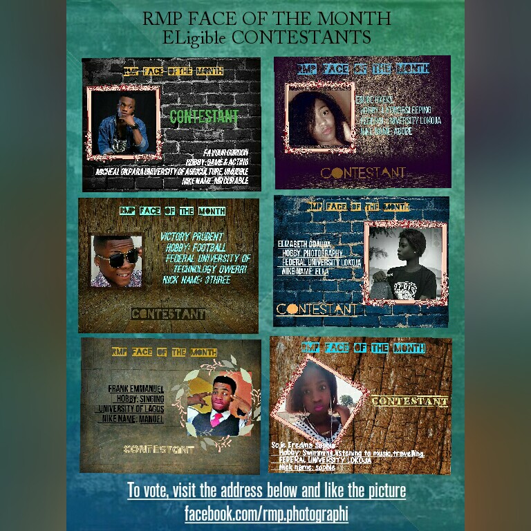 RMP FACE OF THE MONTH CONTEST is ongoing. Click to vote