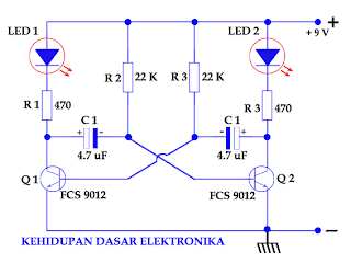 Rangkaian Flip - Flop 2 LED | Kehidupan Dasar Elektronika | Mas Tono