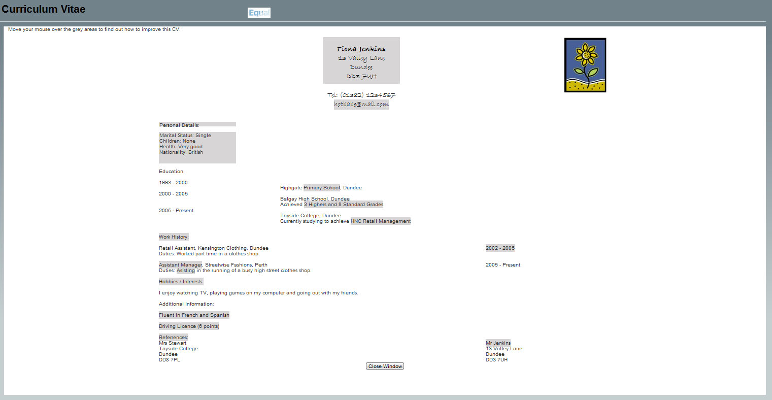 Work based investigation: Good and Bad CV's