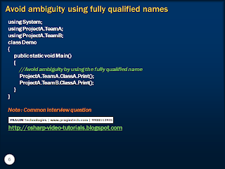 Sql server, .net and c# video tutorial: Part 18 – Namespaces in C#