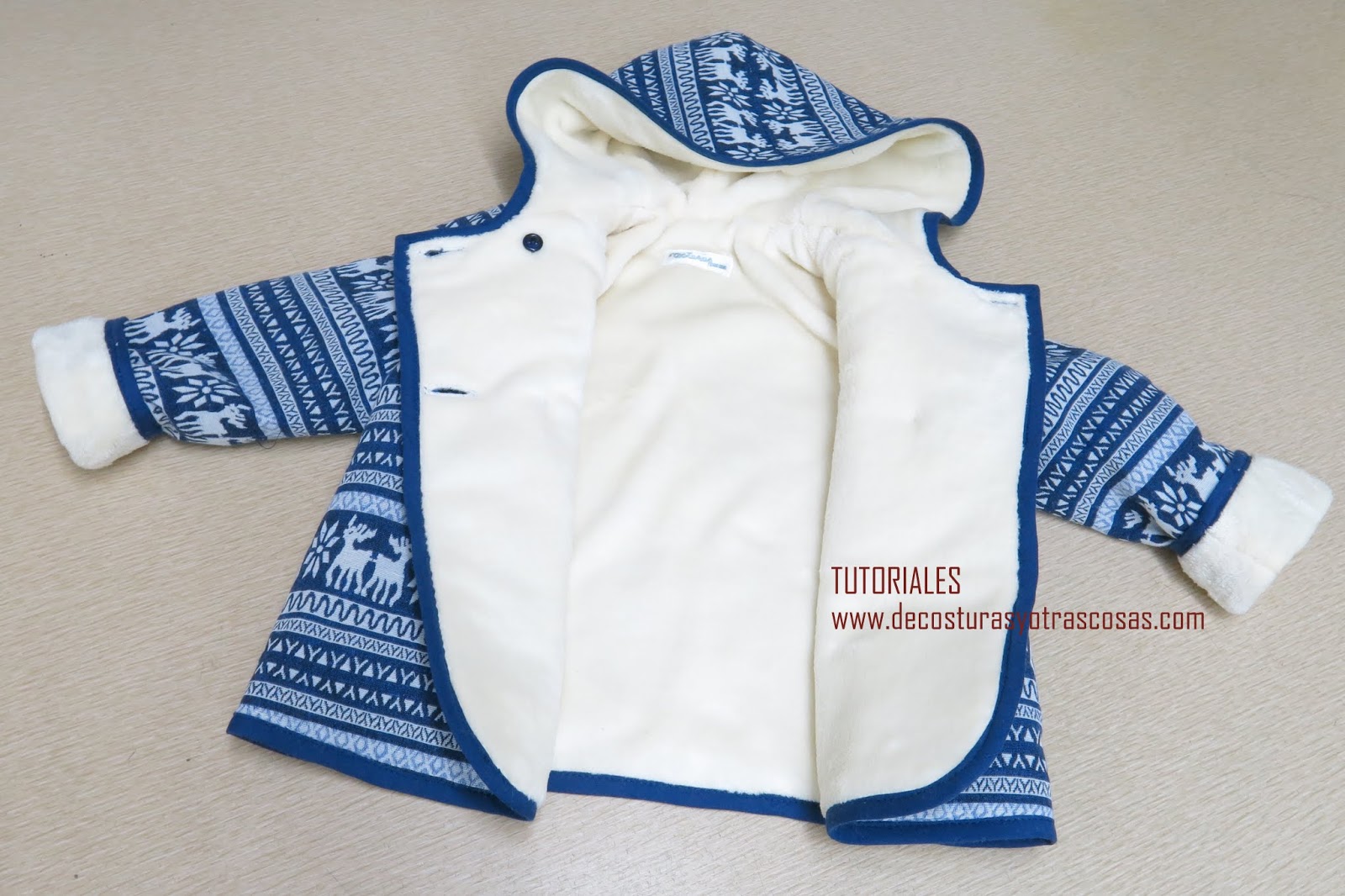 De costuras y otras cosas: ABRIGO CON CAPUCHA PARA BEBÉ