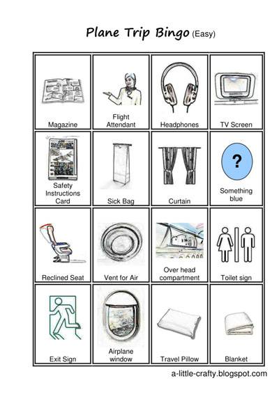 A Little Crafty: Plane Trip Bingo