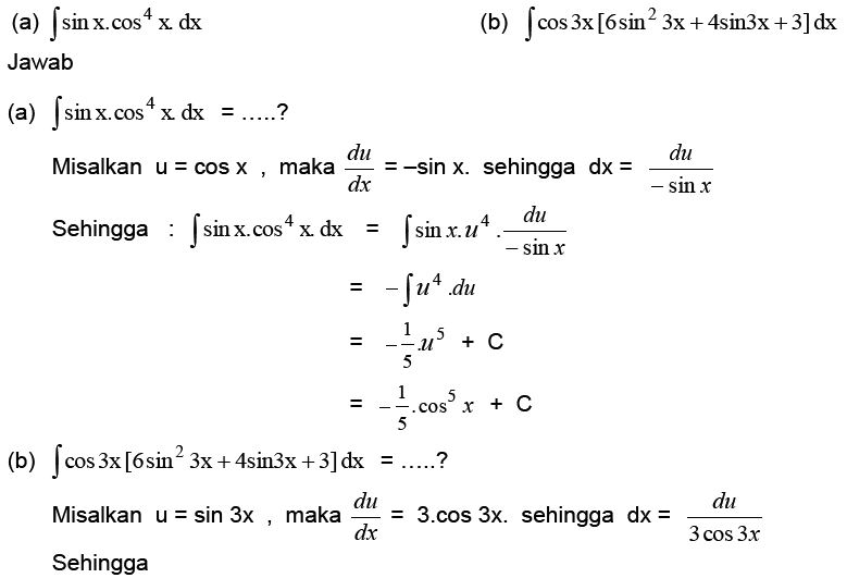 Menghitung Integral dengan Aturan Substitusi - Materi Lengkap Matematika