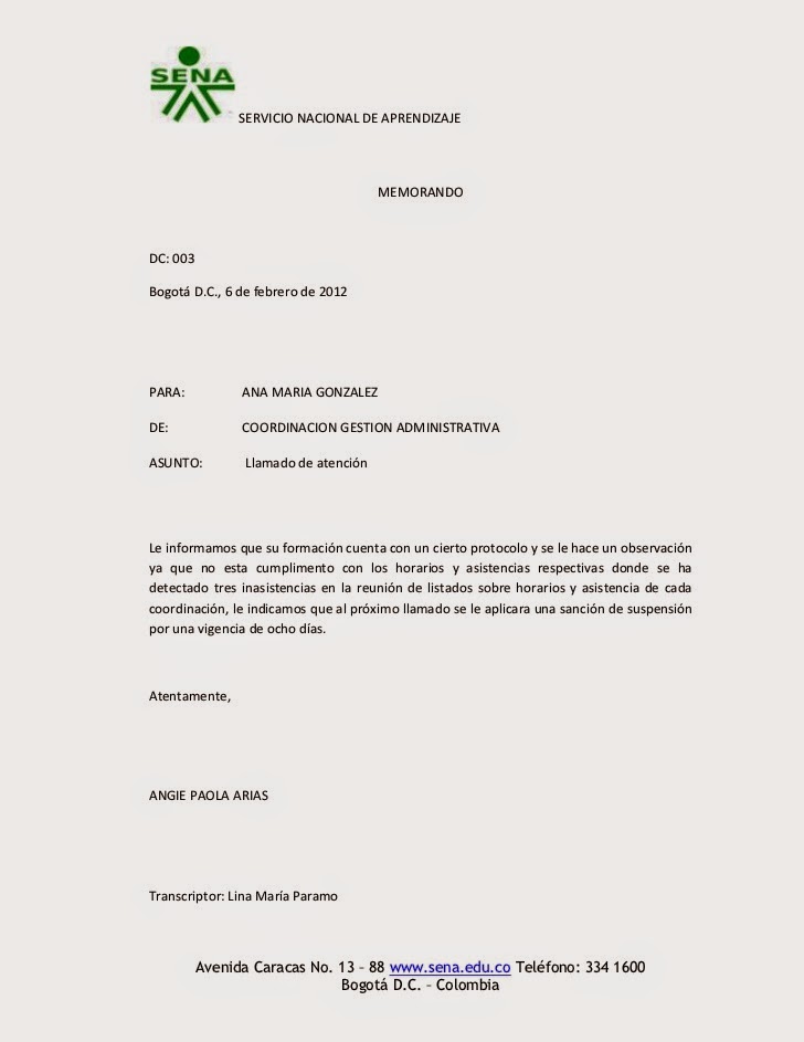 Guia Tecnica Colombiana 185: Memorando