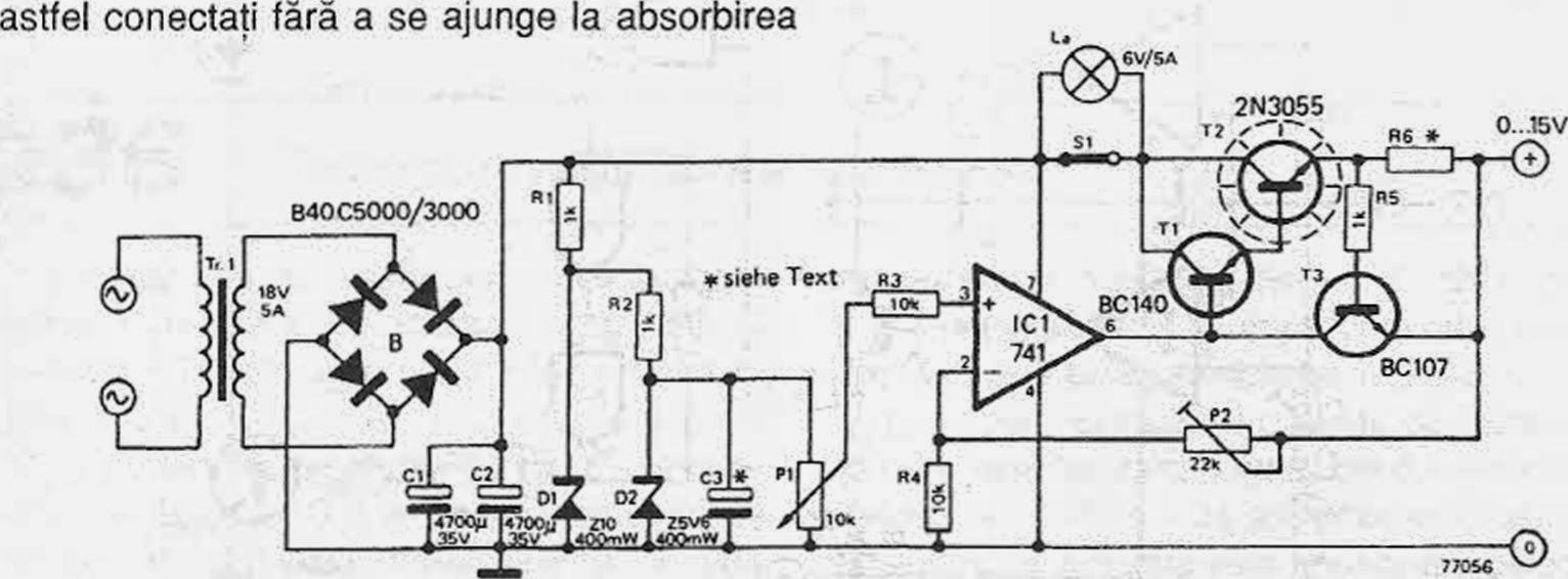 Sursă simplă de tensiune stabilizată 0 -s- 15 V / 5 A (38) | Scheme ...