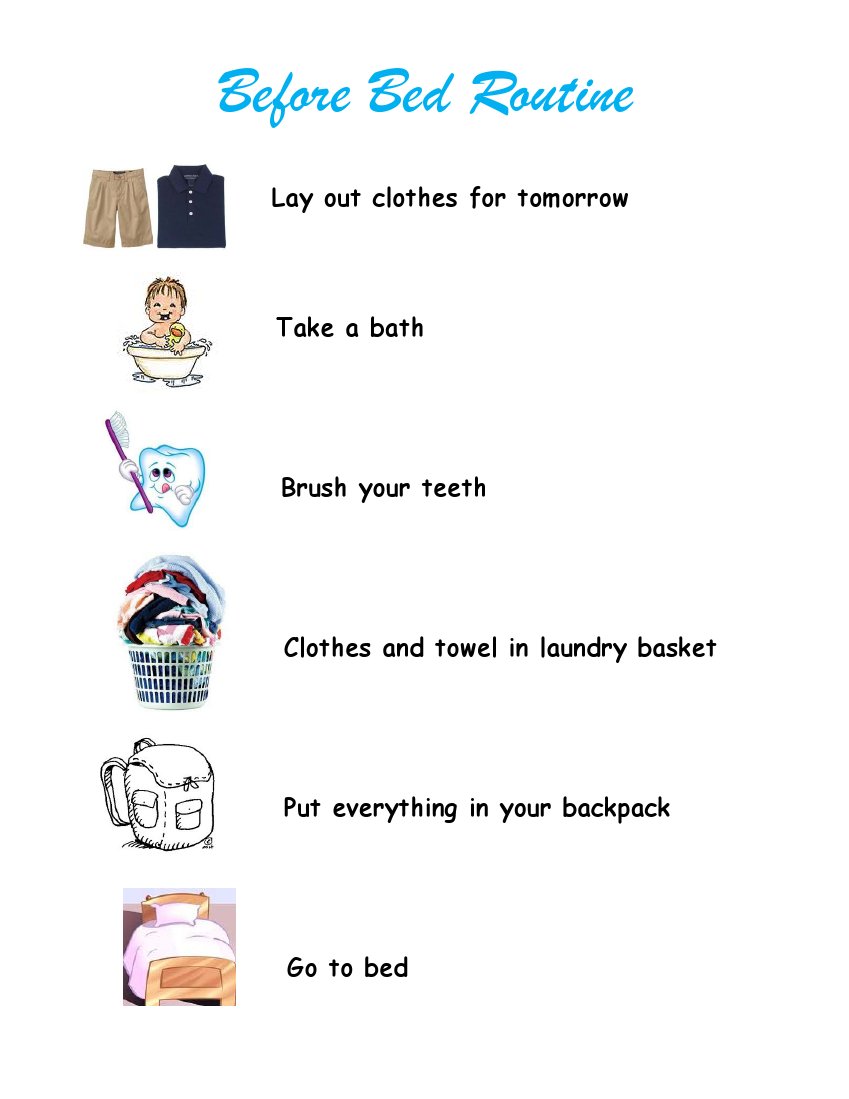 One Sewing Mommie: Kids Before Bed Routine Printable
