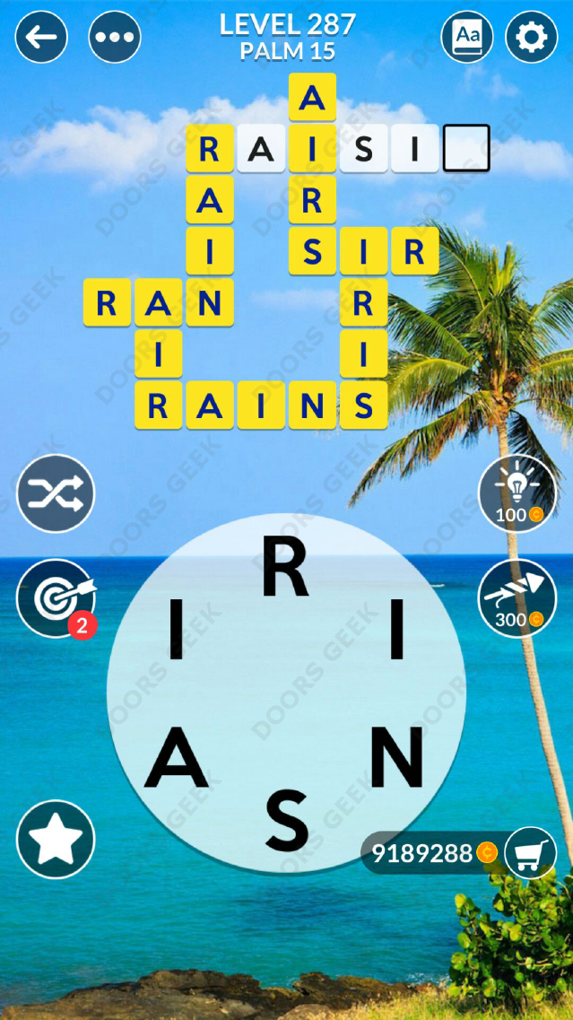 Wordscapes Level 287 Answers ~ Doors Geek