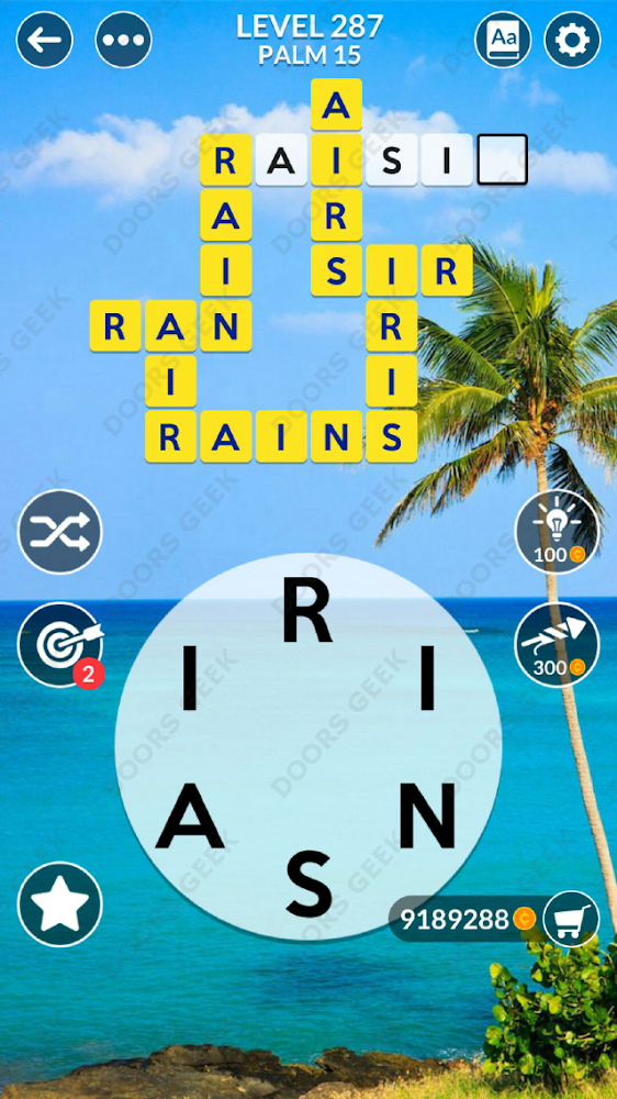 Wordscapes Level 287 Answers ~ Doors Geek