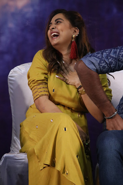 Shrusti Dange laughed at sathru press meet... See her dimple cheeks ...