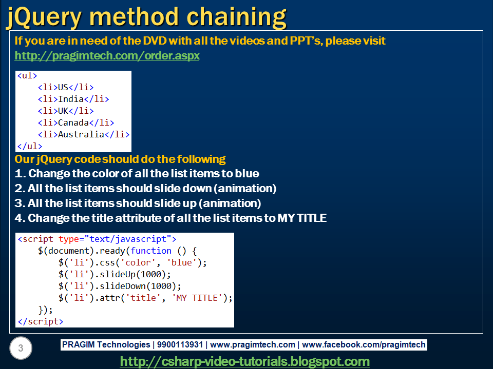 Sql Server Net And C Video Tutorial Jquery Method Chaining