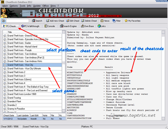 Cheat Codes And Walk-Through Database For Every Game | TopTrix