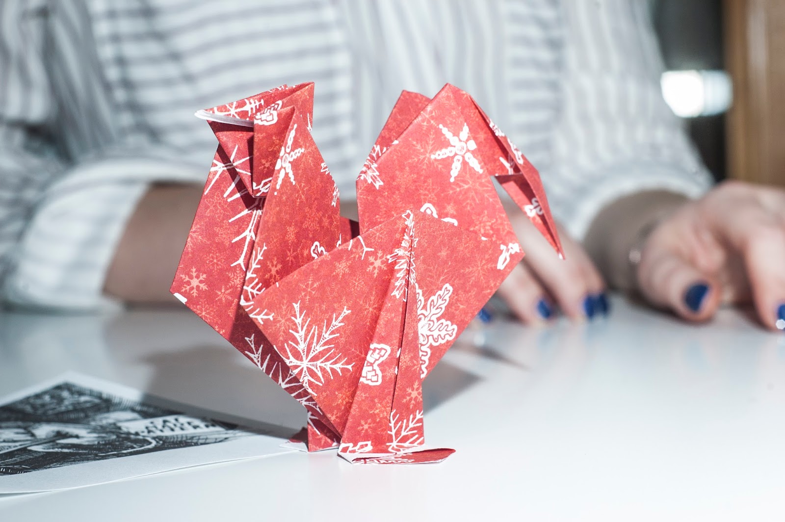 Creation of origami rooster in 10 easy steps. Photo tutorial ...