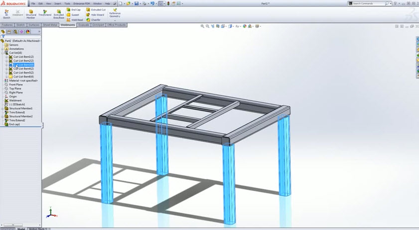 How to create a Simple Table with SolidWorks Weldments (From Youtube ...