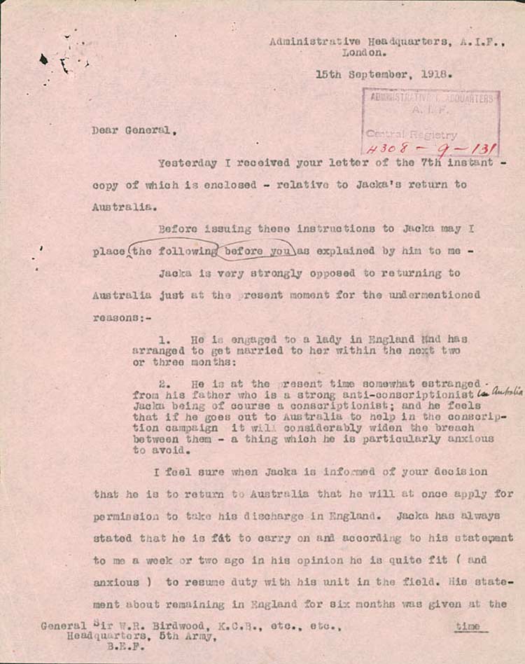 Letters from the Trenches: A Primary Source from Albert Jacka.