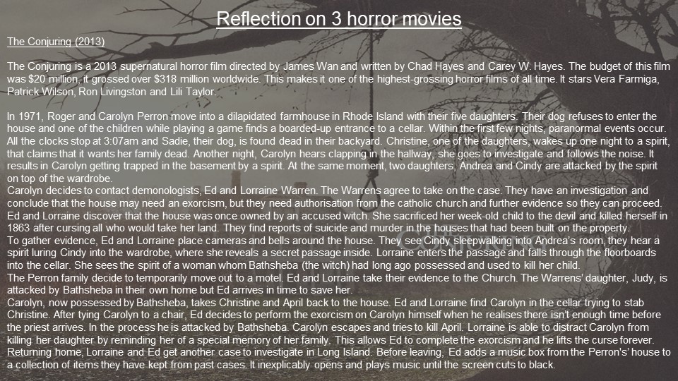 A2 Horror production