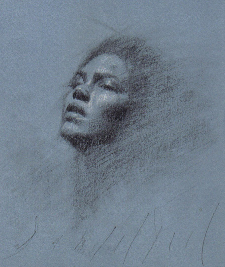 A DRAWING A DAY: "Floating #2" Girl emerging from water charcoal with ...