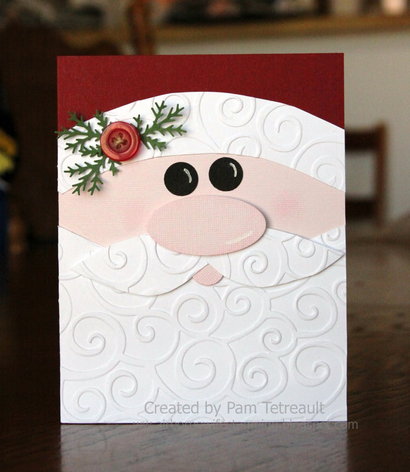 airbornewife's stamping spot: Paper Pieced/Punched SANTA CLAUS card
