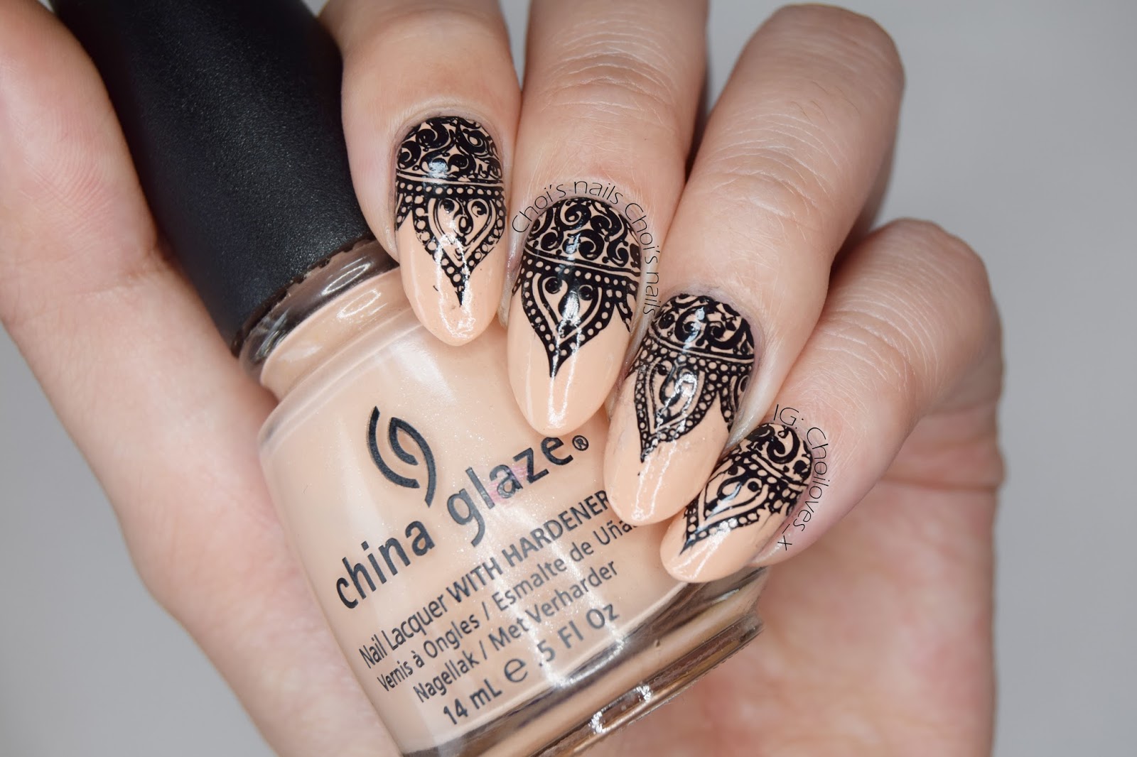 China Glaze Sunset sail - Henna nails - Choi's nails