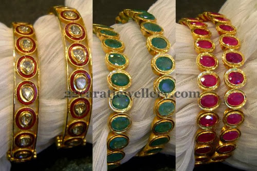 Bangles Gallery with Auspicious Stones - Jewellery Designs