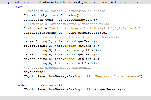 PROCEDIMIENTOS ALMACENADOS EN ORACLE 11G CON JAVA