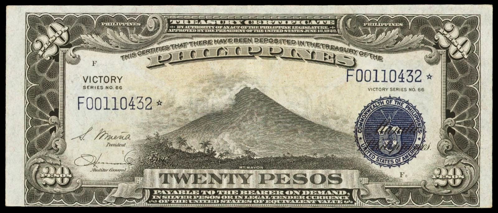 Philippines 20 Pesos Treasury Certificate Victory Series|World ...