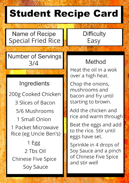 Free Printable Student Recipes: Easy Special Fried Rice | The Parent Game