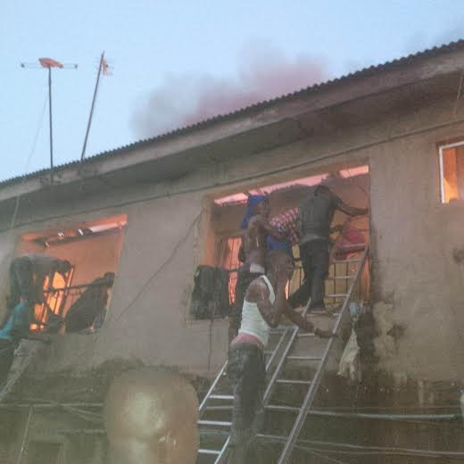 Photos: Fire incident at Coker Village, Orile