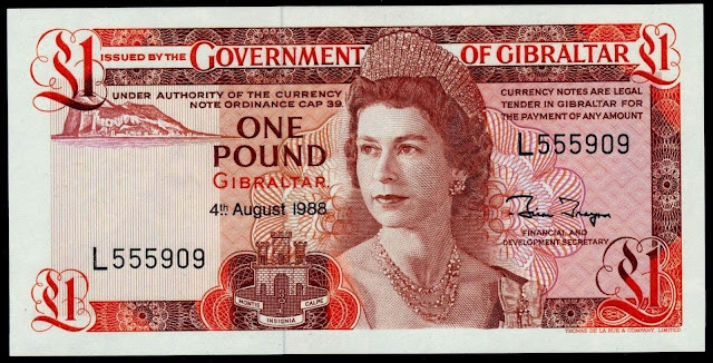Gibraltar 1 Pound banknote 1988 Queen Elizabeth II|World Banknotes ...