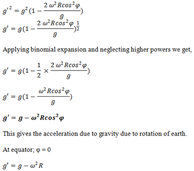 Variation of 'g' due to rotation or latitude - Reference Notes