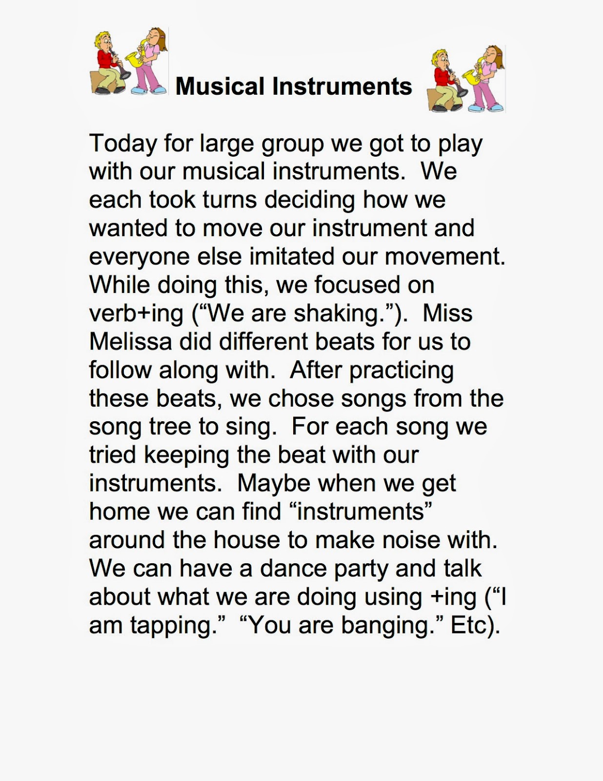 Miss Melissa's Speech : Musical Instruments