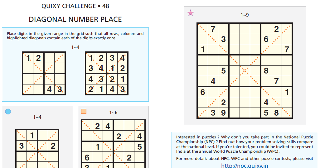 Crack the Code of Diagonal Number Place (QC-48)