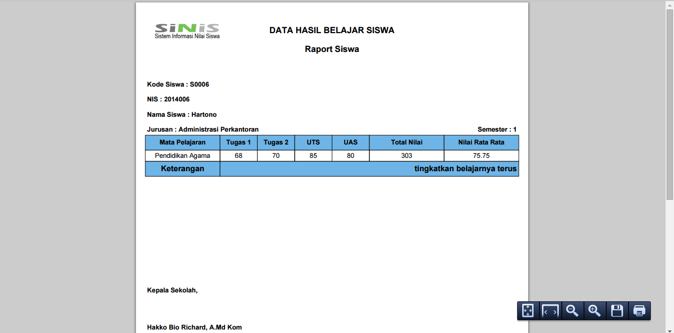 Sistem Informasi Nilai Siswa Sinis Berbasis Web Dengan Php Mysql