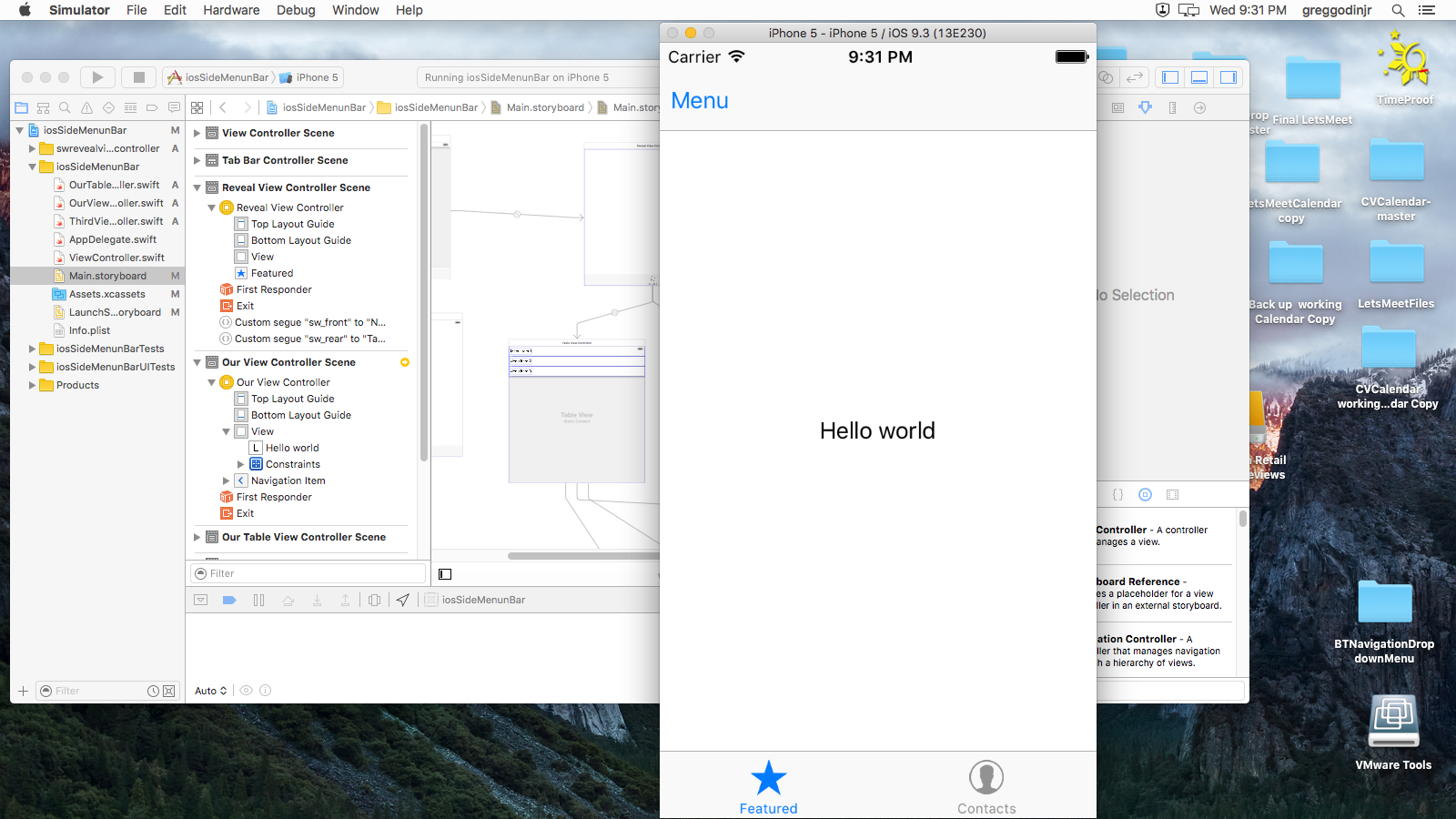 Ios Swift Side Menu Bar And Tab Menu My App Source Code