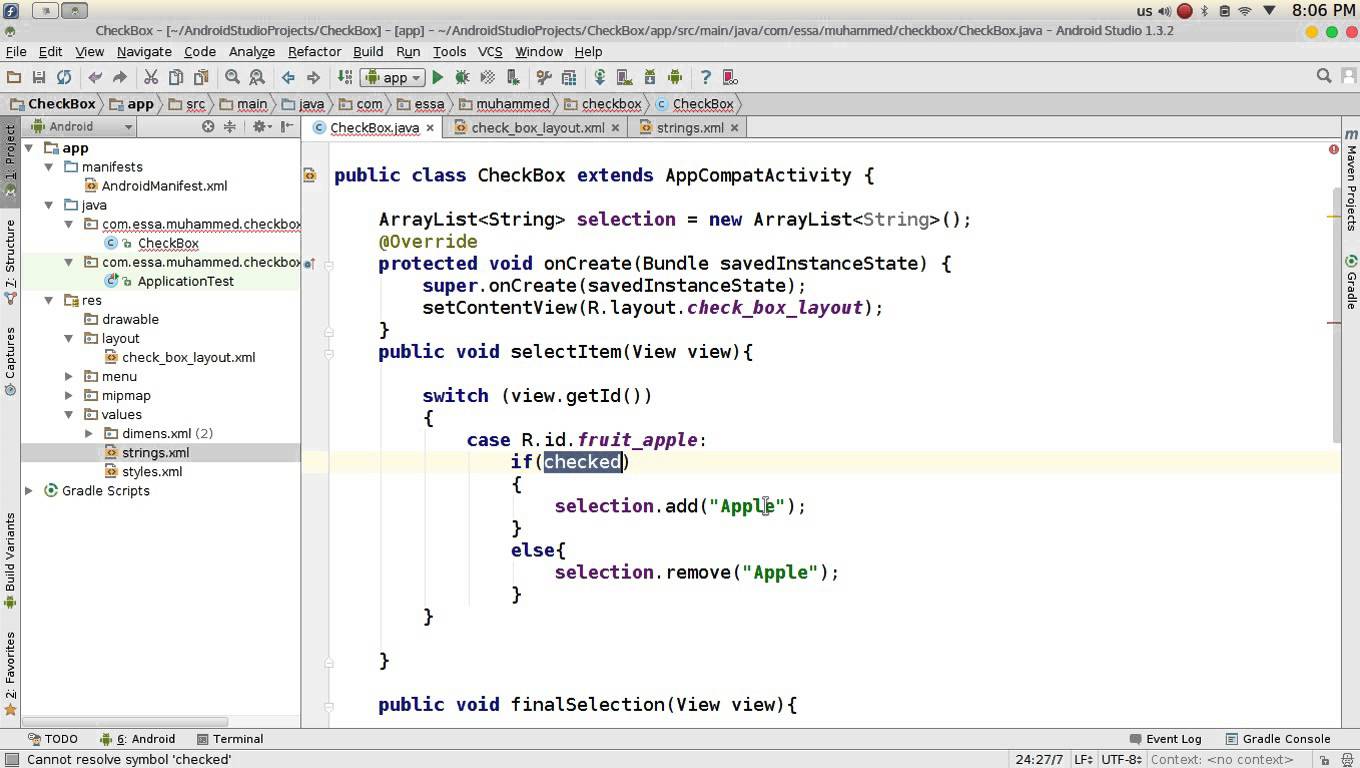 53 Android Studio CheckBox | كورسات بالعربي 53 Android Studio CheckBox | كورسات بالعربي