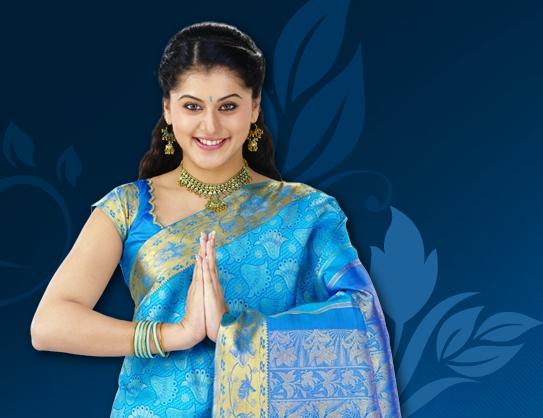 TELUGU WEB WORLD: TAPSI IN BLUE PATTU SAREE VERY TRADITIONAL