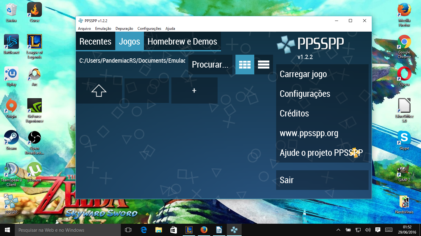Usando emulador de PSP (Windows 7/8/10).