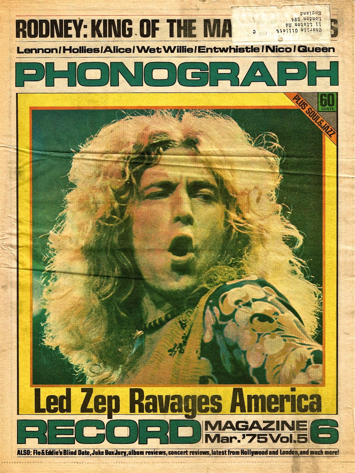 LED ZEPPELIN FRONT COVERS: PHONOGRAPH RECORD MAGAZINE March 1975 (US)