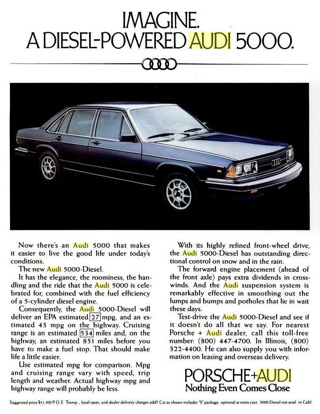 Traveling To The Past: 1980 Audi 5000 Diesel Vintage Advertising