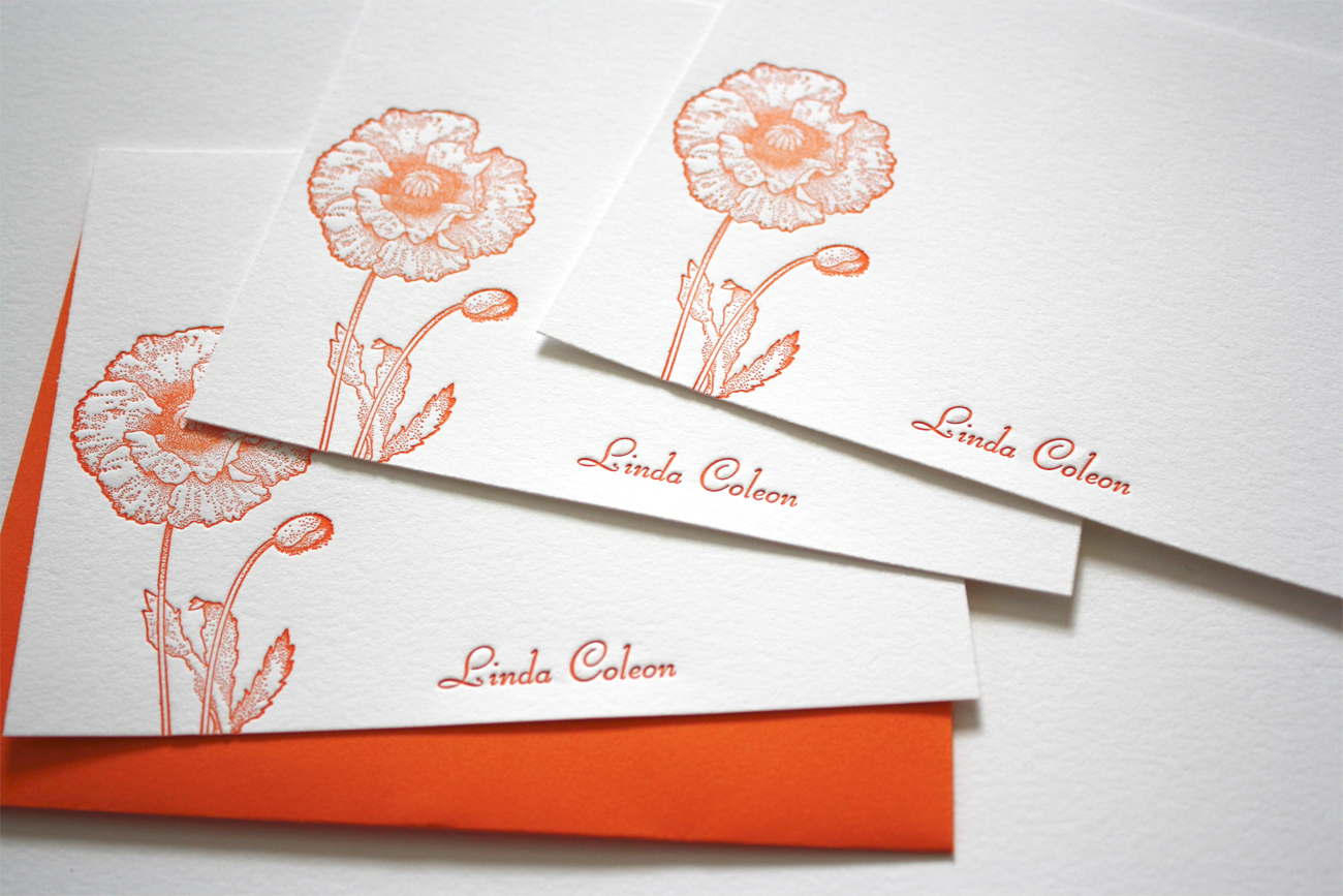 Aloha Letterpress: Pretty Poppies Letterpress Stationery