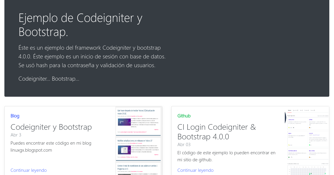 Login Bootstrap Codeigniter MySQL ~ linuxitos