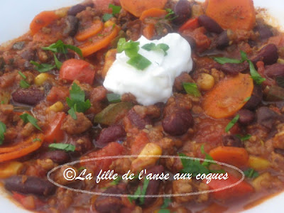 La fille de l'anse aux coques: CHILI À LA DINDE ET AUX DEUX HARICOTS