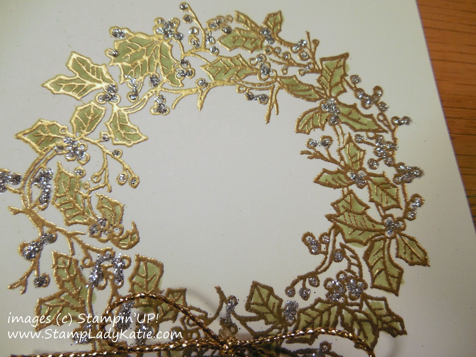 StampLadyKatie.com: Embossed Peaceful Wreath Christmas Card