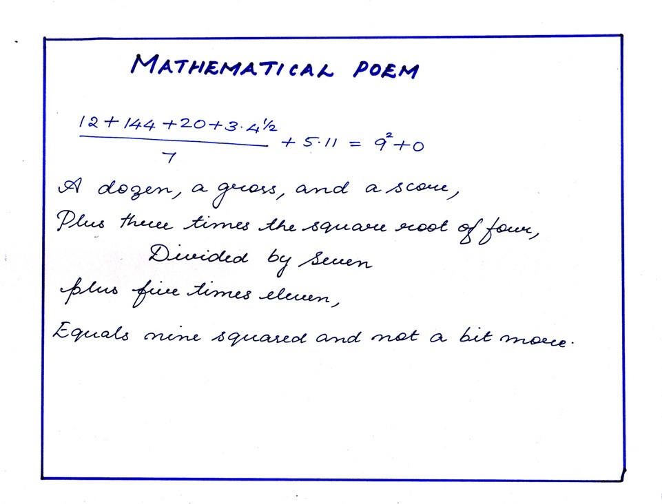 NEETHU : MATHS POEMS