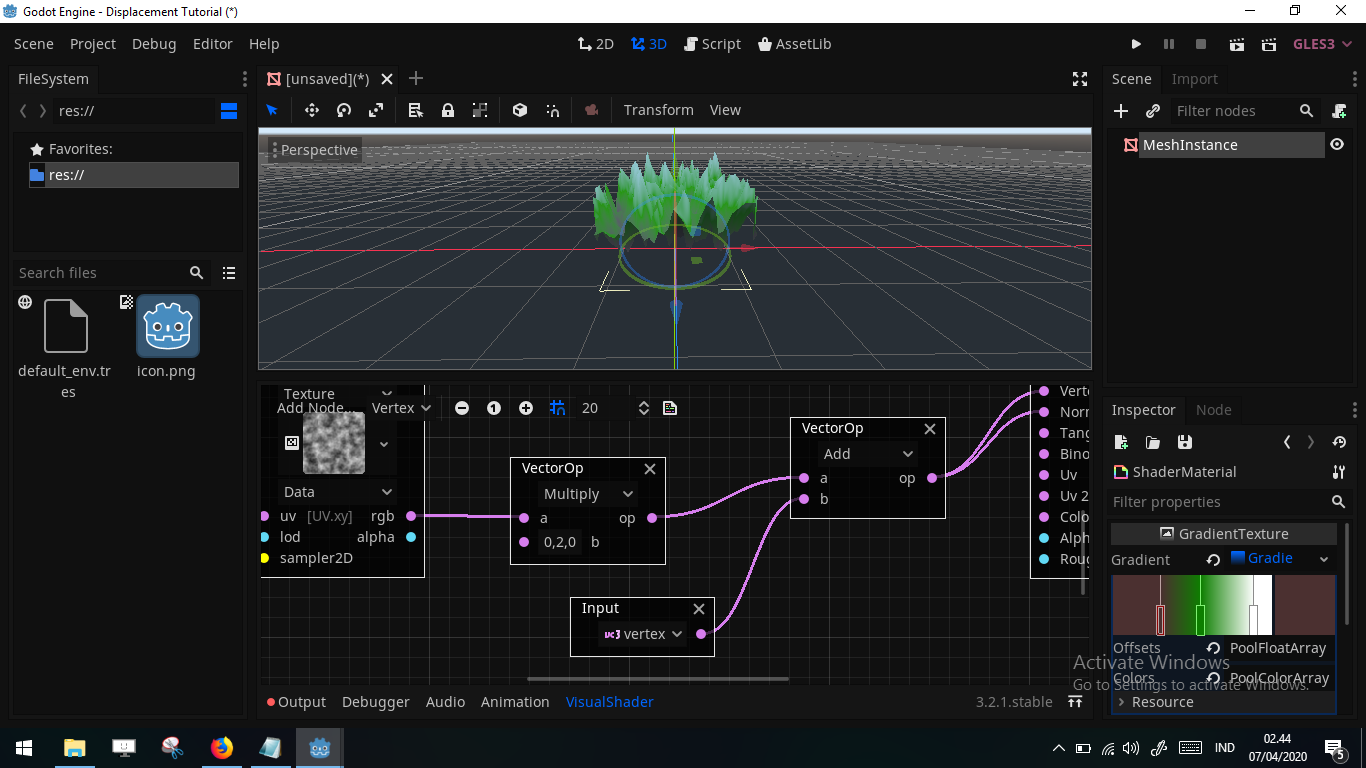 Godot Tutorial - Vertex Displacement using Visual Shader
