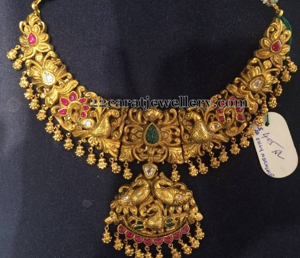 Crafted Nakshi work 22 Carat Gold Set - Jewellery Designs