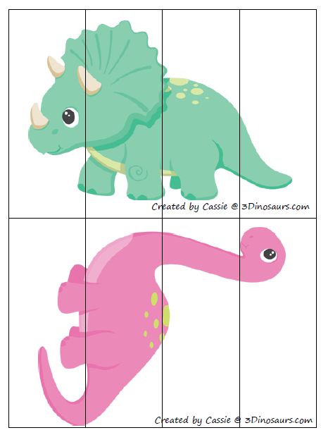 Free for kids: Dinosaur 4 part puzzles